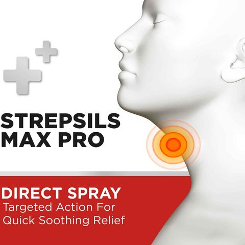 Strepsils Max Pro Direct Throat Spray for Sore Throat Relief (Contains ...