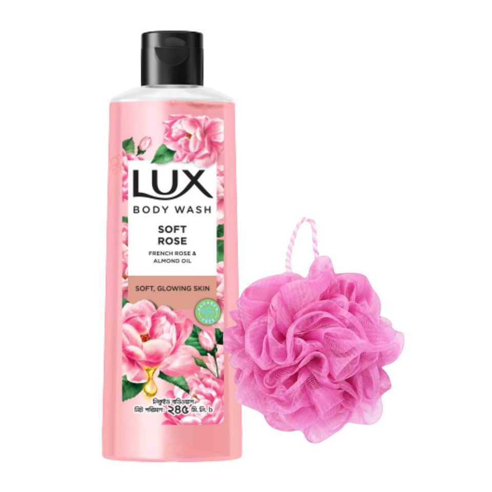 Buy Lux Body Wash French Rose & Almond 245ml & Get Free Loofah 1 Piece ...